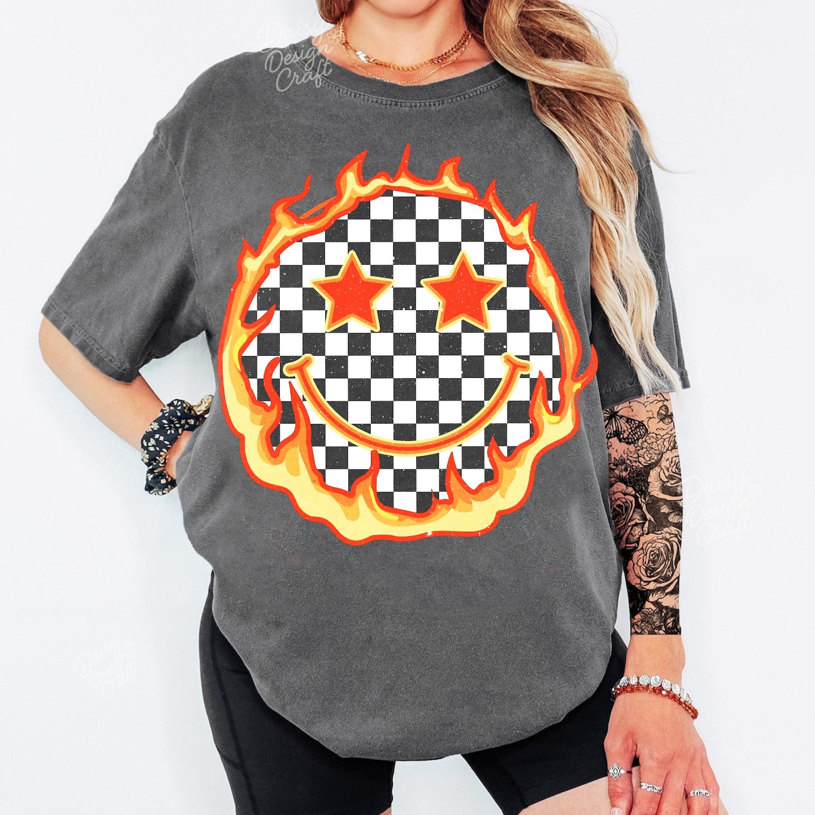 Retro Flame Checkered Smiley Face PNG, Trendy Mama Shirt Design ...