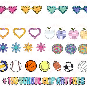 Retro School Clipart Bundle, Teacher Clipart Education, Teacher Png ...