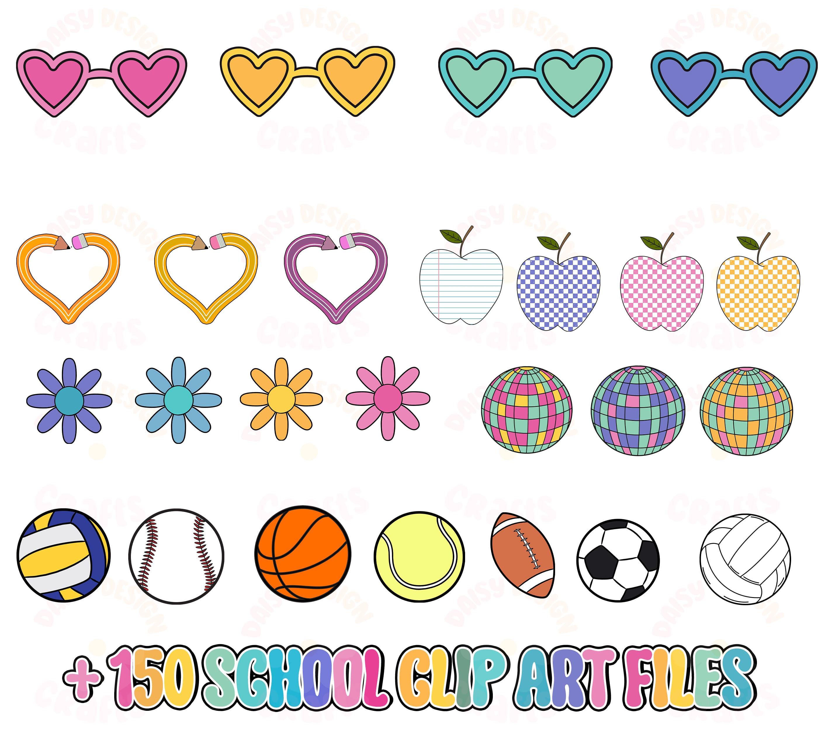 Retro School Clipart Bundle, Teacher Clipart Education, Teacher Png ...