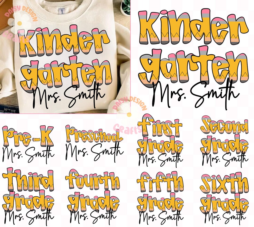 Preppy Back to School Png Bundle, Teacher Coquette Pencil Png, Groovy ...