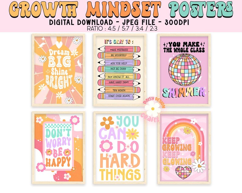 Classroom Decorative Posters, Teacher Wall Decor, Growth Mindset ...