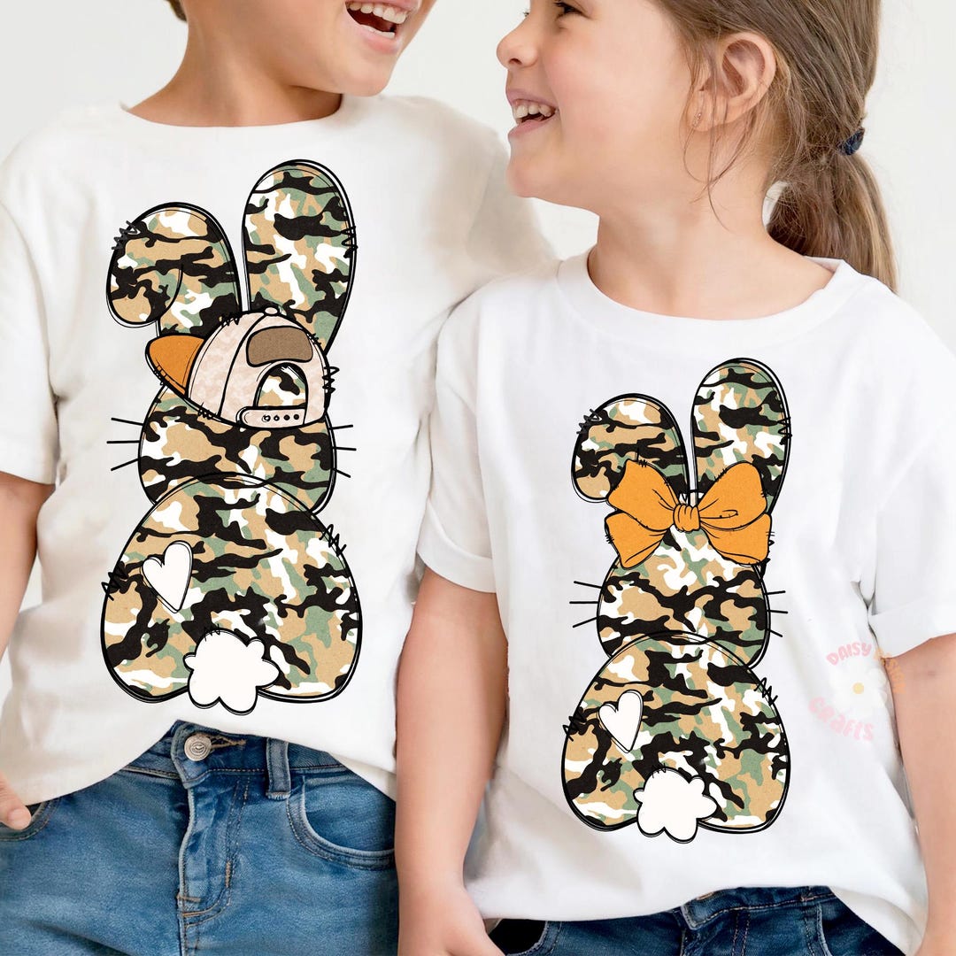 Boy Girl Easter Camo Png, Boy Bunny With Cappng, Egg Hunter Png, Kids ...