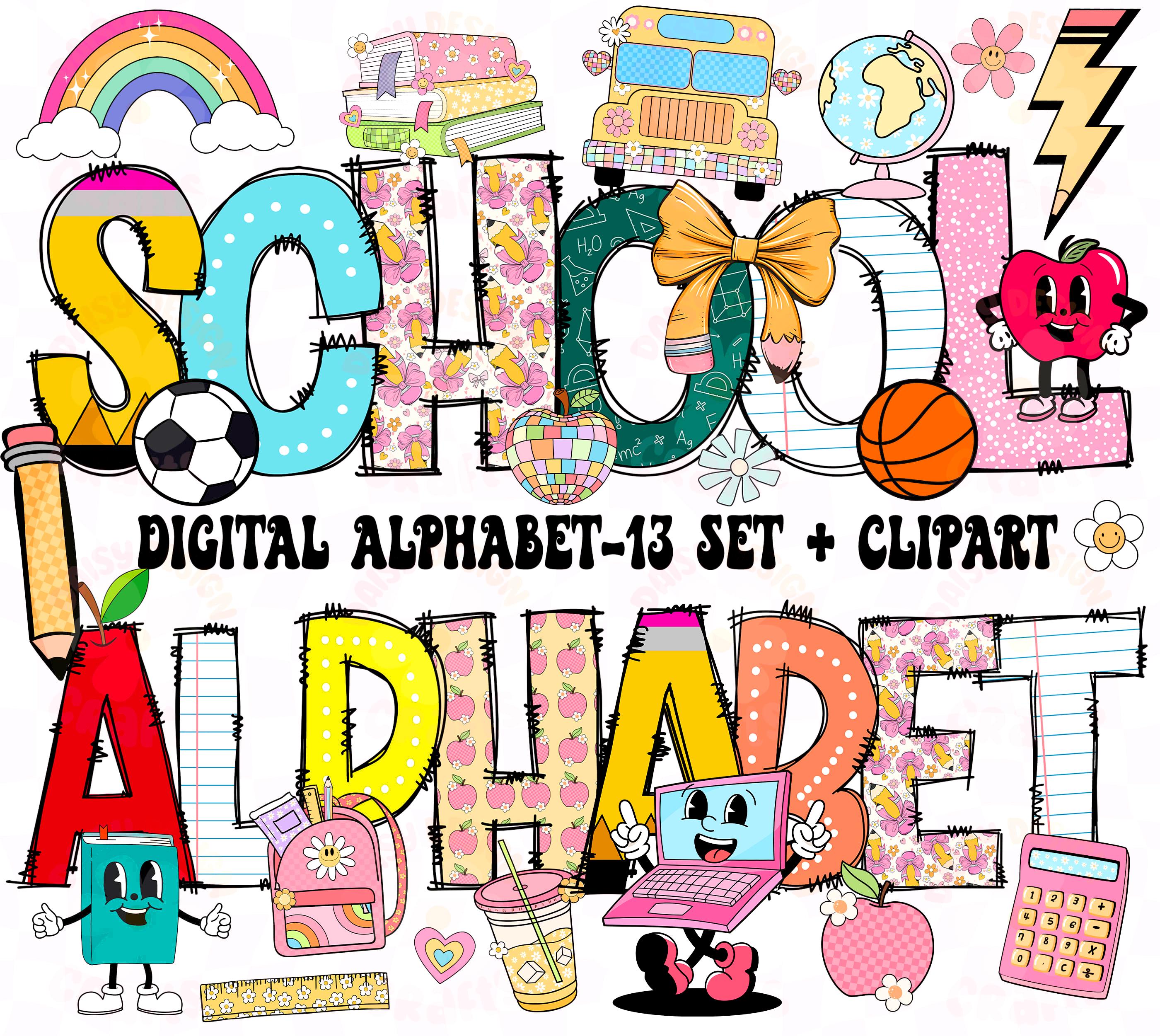 School Teacher Alphabet Png, Teacher Font Png, Alpha Doodle, School ...