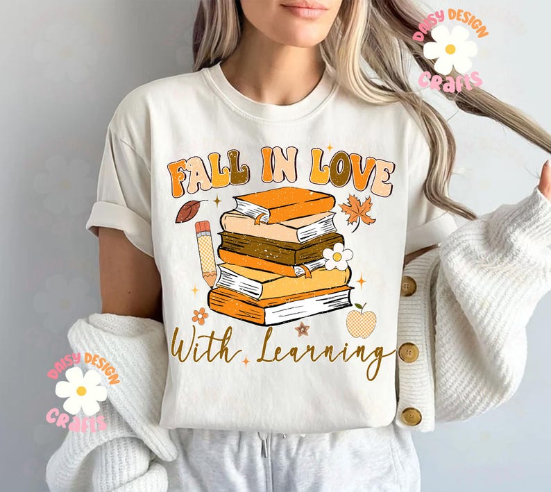 Fall in Love With Learning Svg, Fall Teacher Png, Groovy Fall Svg ...