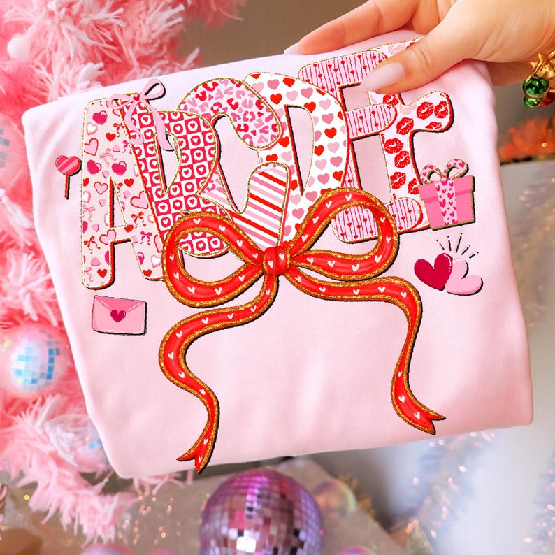 Preppy Christmas Alphabet Clipart: Retro Pink PNG Bundle, 7 Alpha Set ...