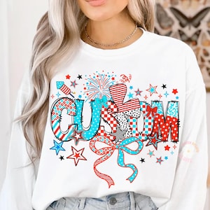 Preppy 4th of July Alphabet Set PNG, American Flag Doodle, Patriotic ...