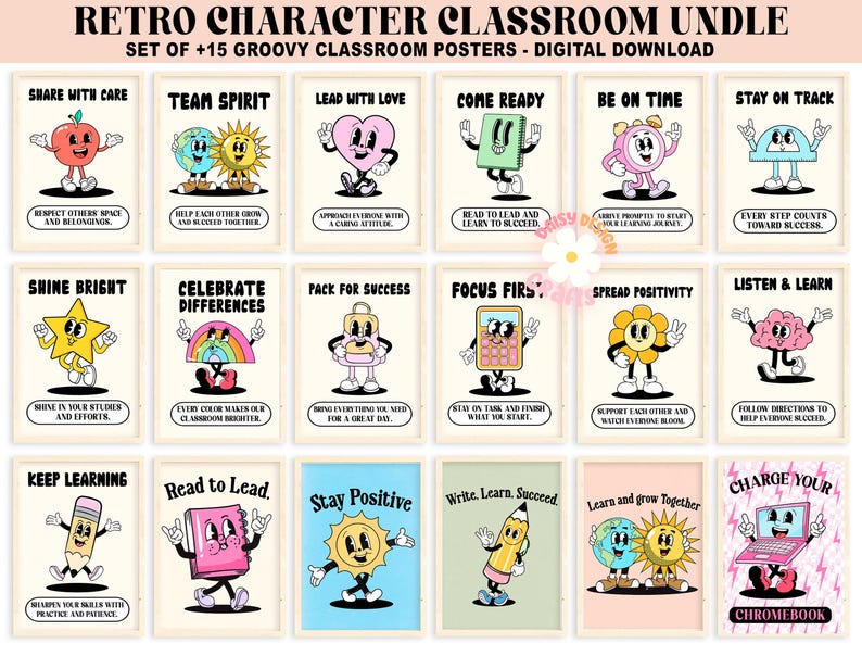 Classroom Posters Mega Bundle Prints Download, Groovy Classroom Poster ...