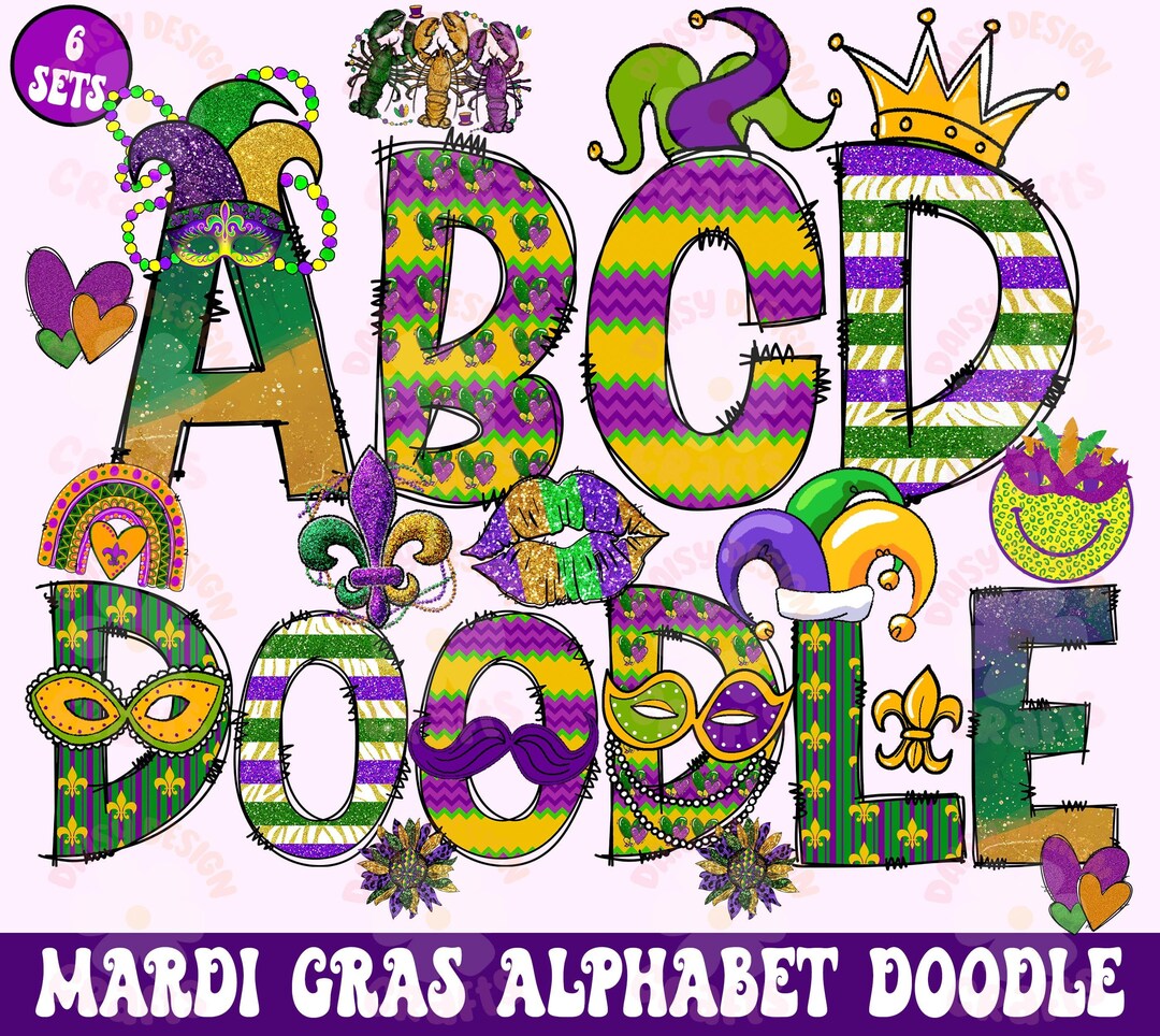 Mardi Gras Doodle Letters Png, Mardi Gras Clip Art, Mardi Gras Letters ...