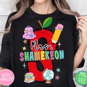 Custom Teacher Name Png, Personalized Teacher Design Png, Retro Teacher ...