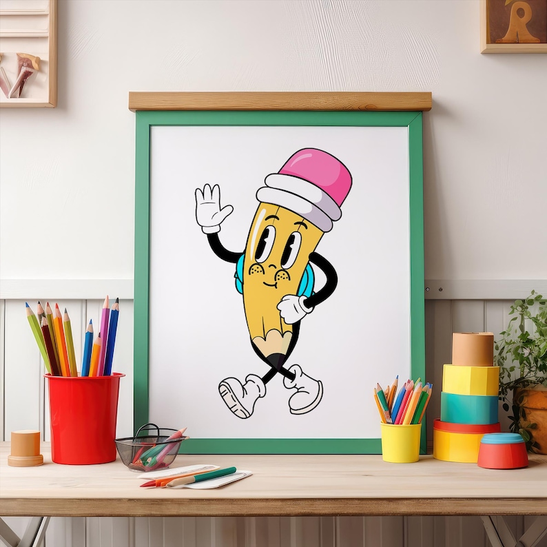 Retro School Characters Cartoon Bundle PNG, Groovy Back to School ...