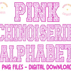 Pink Chinoiserie Alphabet PNG, Chinoiserie Varsity Png, Pink Varsity ...