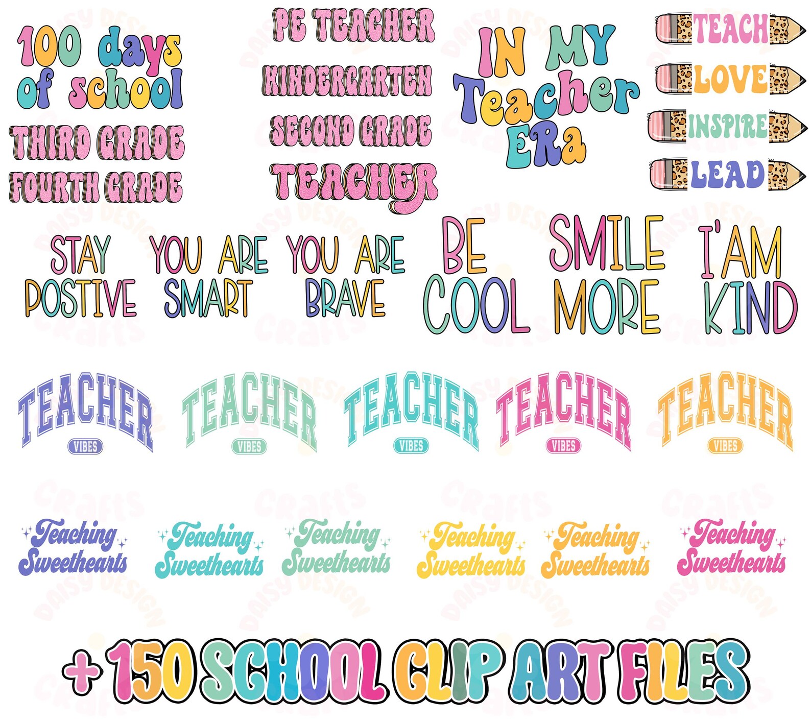 Retro School Clipart Bundle, Teacher Clipart Education, Teacher Png ...