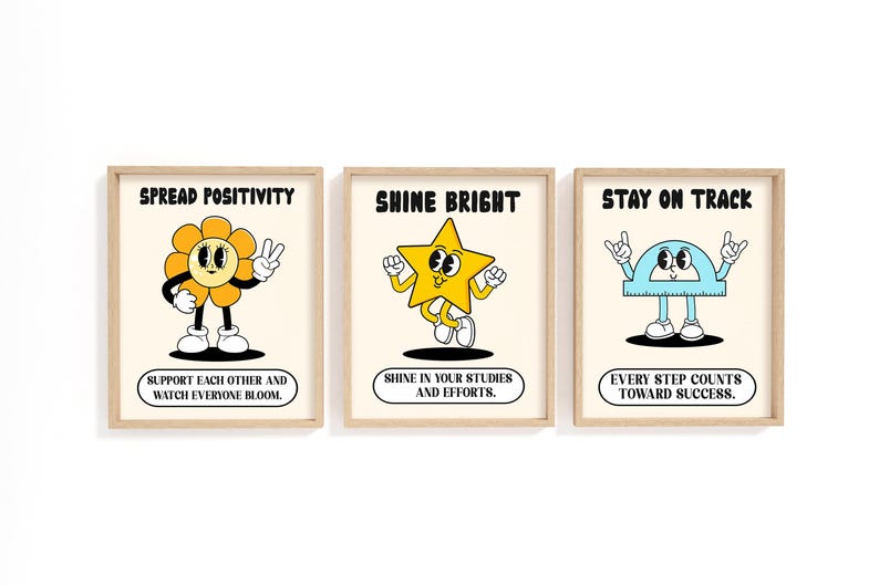 Groovy Educational Posters, Vintage Classroom Decor, Retro Motivational ...