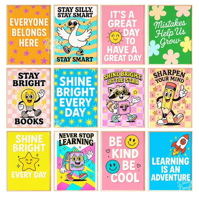 Retro Classroom Poster Set - Retro Characters Posters, Classroom Decor ...