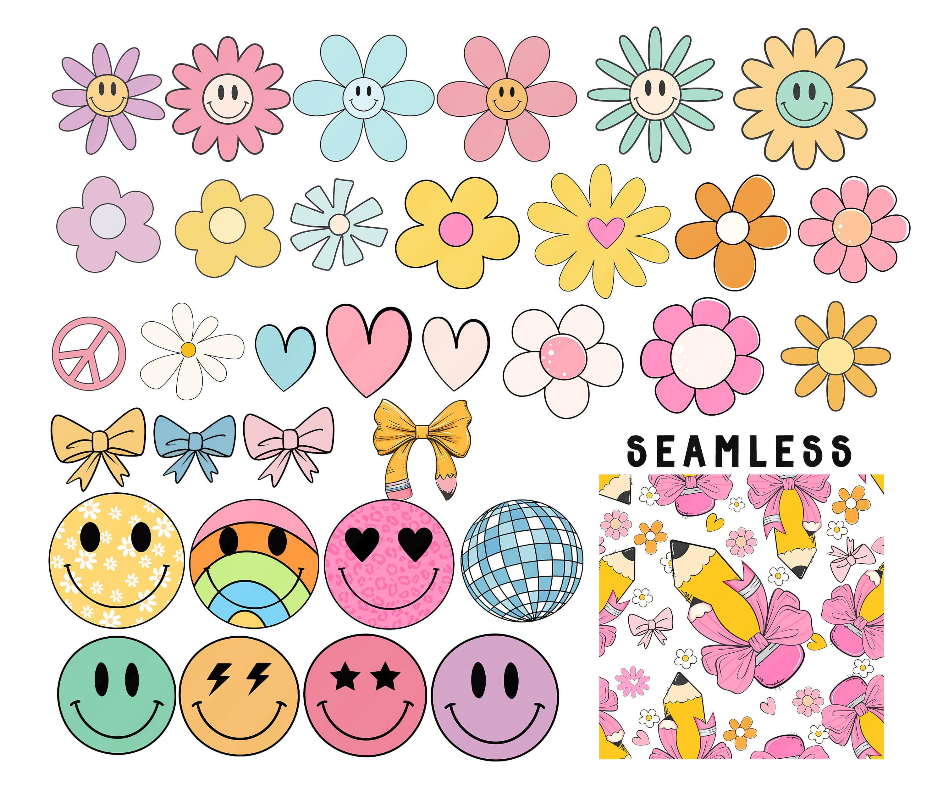 Groovy School Clipart Bundle, Retro Back to School Supplies Clip Art ...