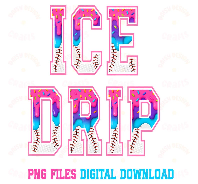 Drip Baseball Alphabet Png, Ice Cream Drip Alphabet Doodle PNG, Drippy ...