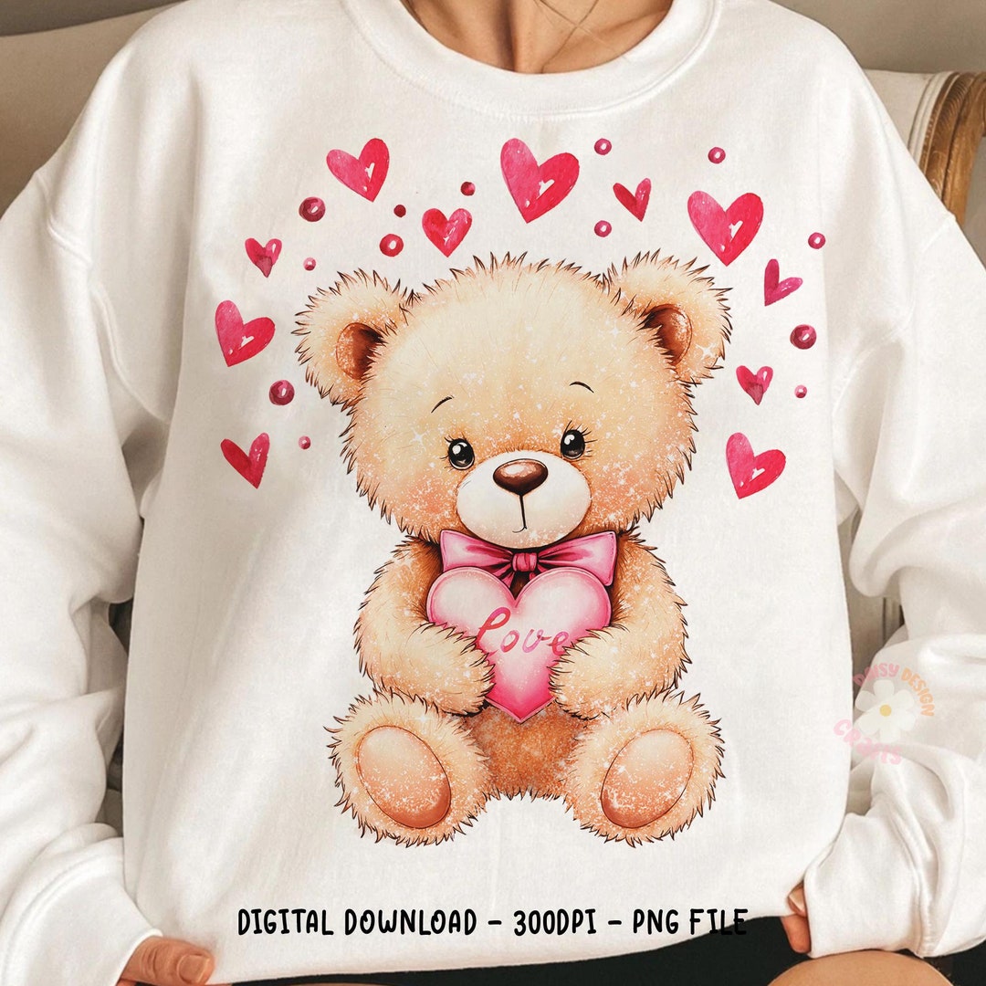 Valentine's Day Bear Clipart Png, Coquette Valentines PNG, Bear With ...