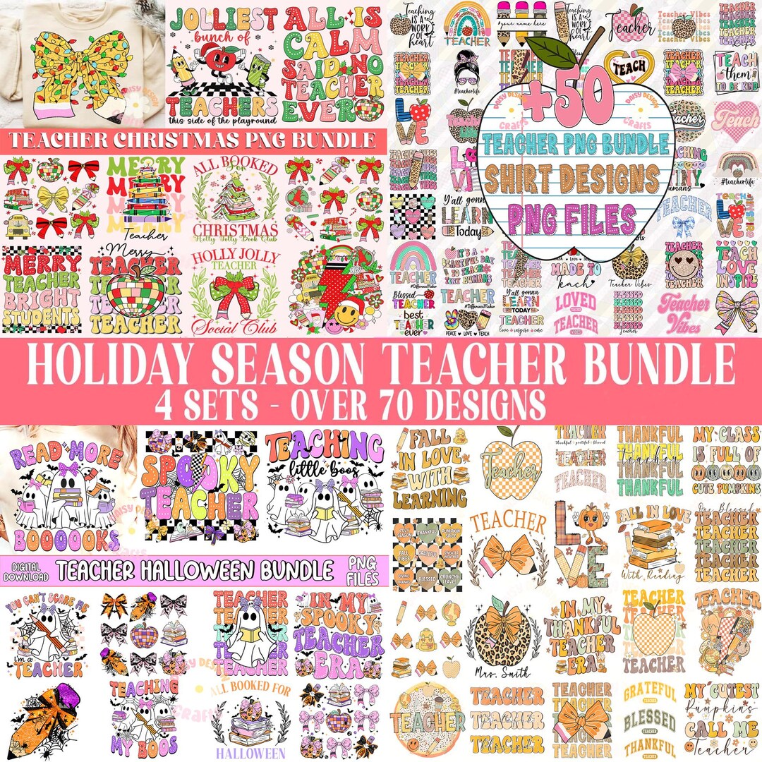 Holiday Teacher Mega Bundle, Teacher Png, Teacher Png, Christmas ...