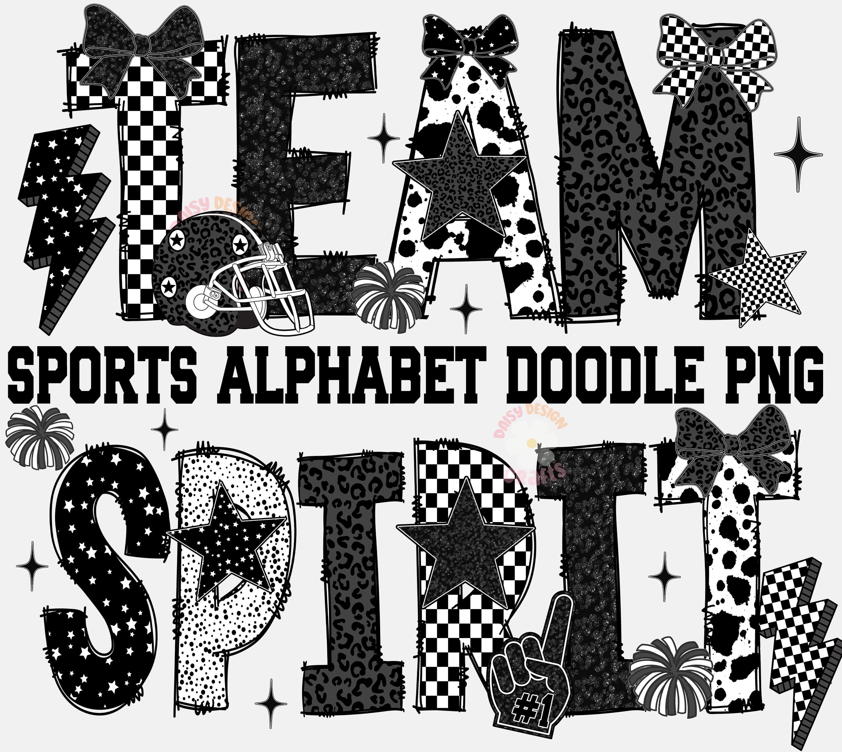 Spirit Team Alphabet Png, , Sports Alphabet Png Bundle, Doodle Letter ...
