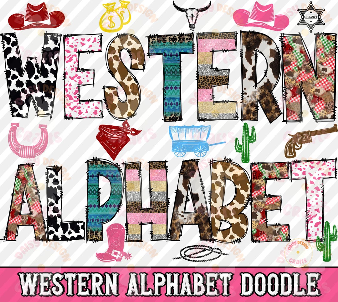 Western Alphabet Png, Western Png, Western Png Bundle, Doodle Font ...