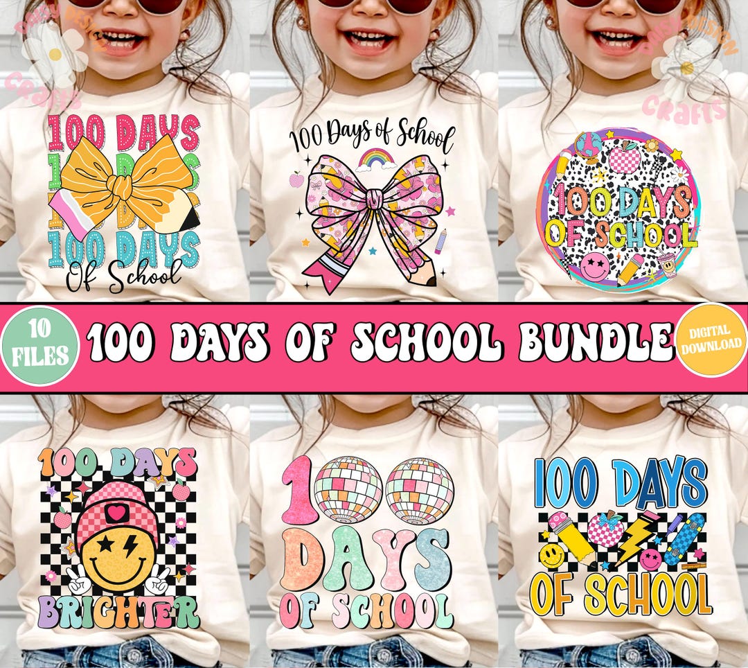 100 Days of School Png Bundle, 100 Days Png, Back to School, Back to ...
