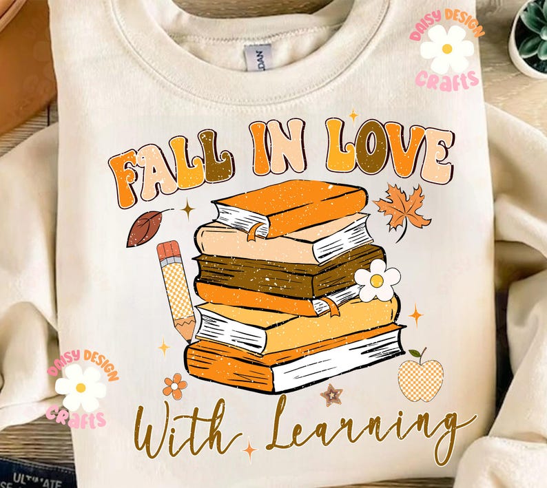 Fall in Love With Learning Svg, Fall Teacher Png, Groovy Fall Svg ...