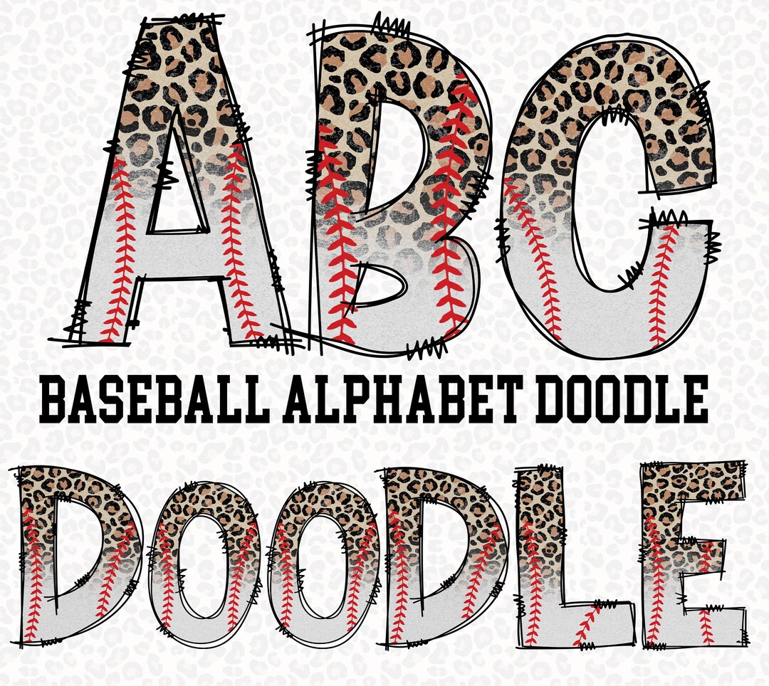 Baseball Alphabet Doodle Png, Baseball Font Png, Leopard Baseball ...