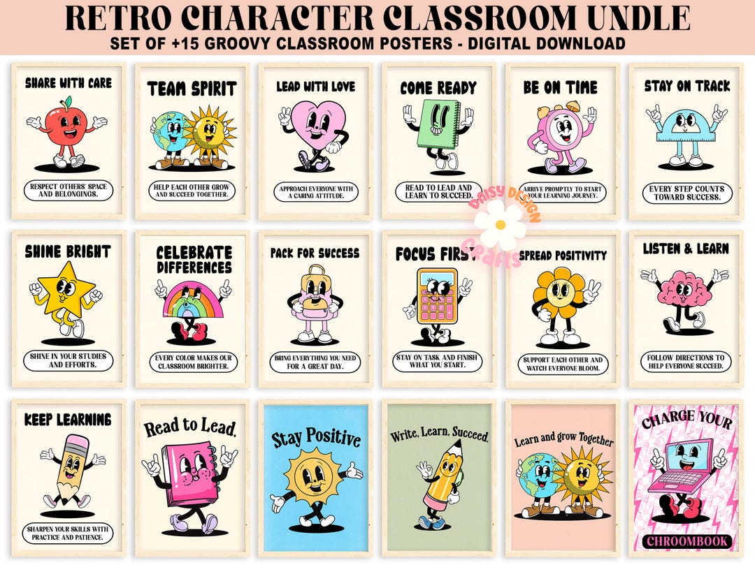Classroom Posters Mega Bundle Prints Download, Groovy Classroom Poster ...
