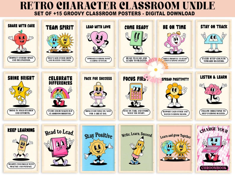 Classroom Posters Mega Bundle Prints Download, Groovy Classroom Poster ...