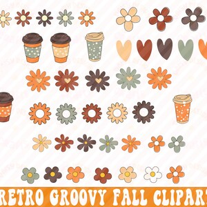 Retro Fall Clipart Png Bundle, Groovy Fall Png Bundle, Autumn Clipart ...