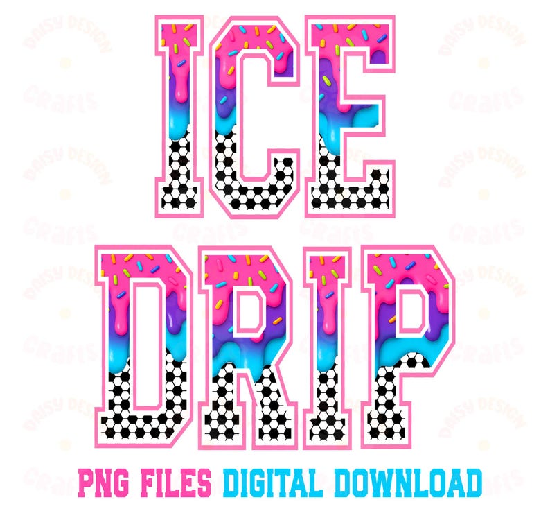 Drip Soccer Alphabet Png, Ice Cream Drip Alphabet Doodle PNG, Drippy ...