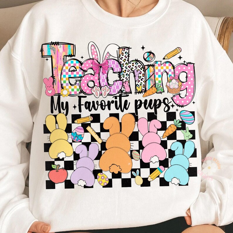 Easter Teacher Bundle Png, Teacher Easter Shirt PNG, Preppy Peeps PNG ...