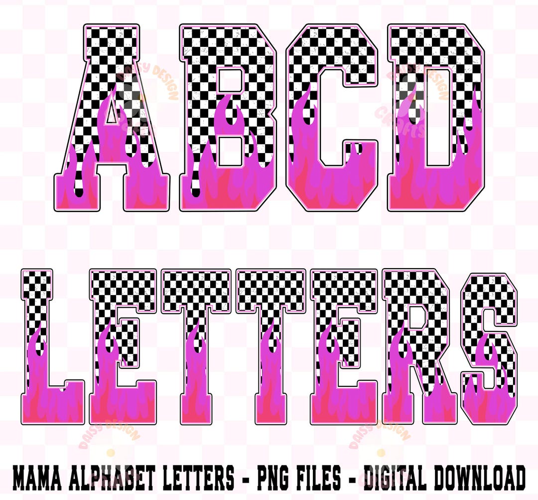 Pink Checkered Varsity Alphabet Png, Trendy Mama Varsity Png, Checkered ...