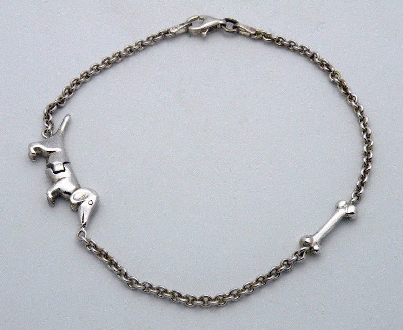 Dog and Bone Anklet in Sterling Silver - Etsy