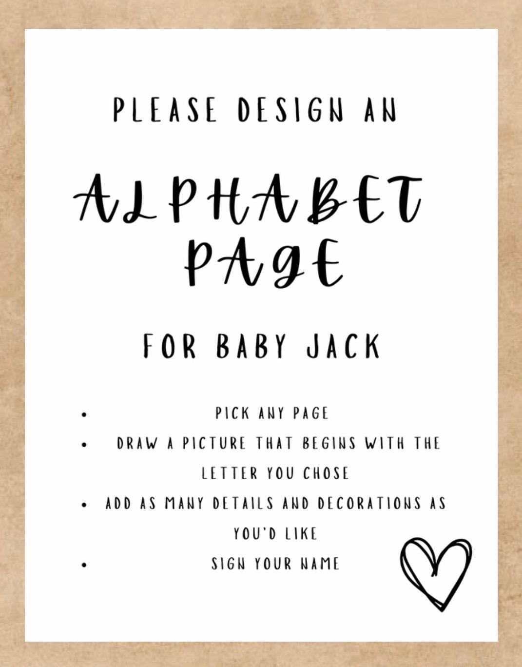 ABC BOOK Template for Baby Showers, Printable, Editable. Baby’s First ...