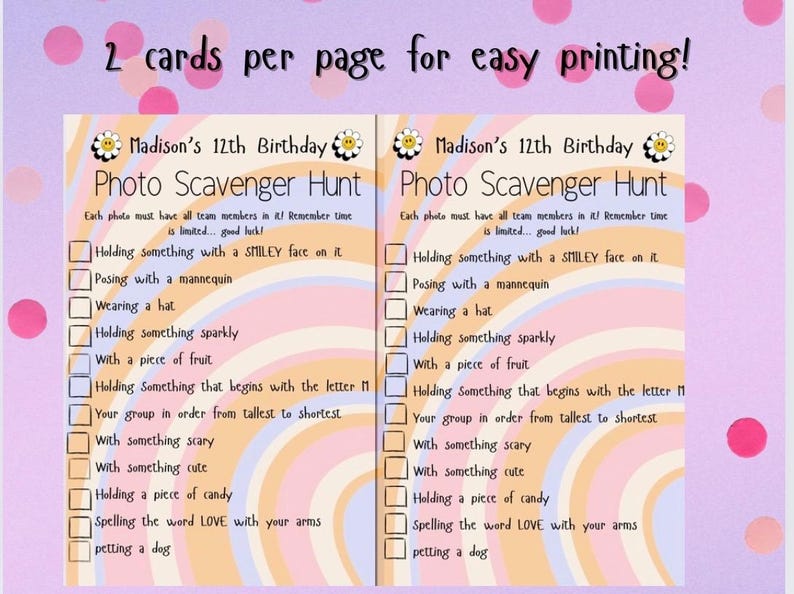 Groovy Theme Photo Scavenger Hunt Birthday Party Activity Tweens or ...