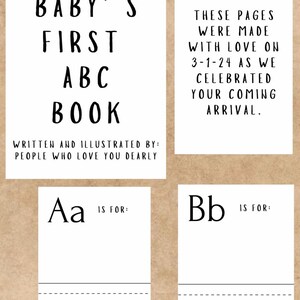 ABC BOOK Template for Baby Showers, Printable, Editable. Baby’s First ...