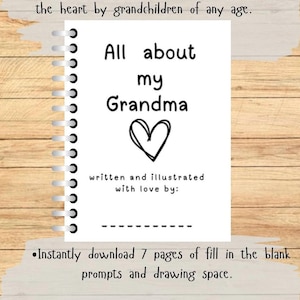 A Book About My Grandma Fill in the Blank. Grandmother DIY Gift. All ...