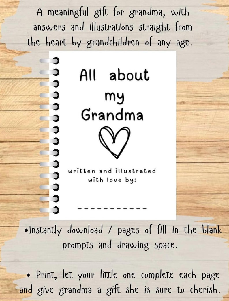 A Book About My Grandma Fill in the Blank. Grandmother DIY Gift. All ...