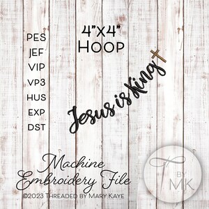 Embroidery Pattern - Jesus is King - Curved Neckline Text - Curved ...
