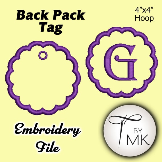 Embroidery Pattern Scallop Circle Back Pack Bag Tag Back - Etsy