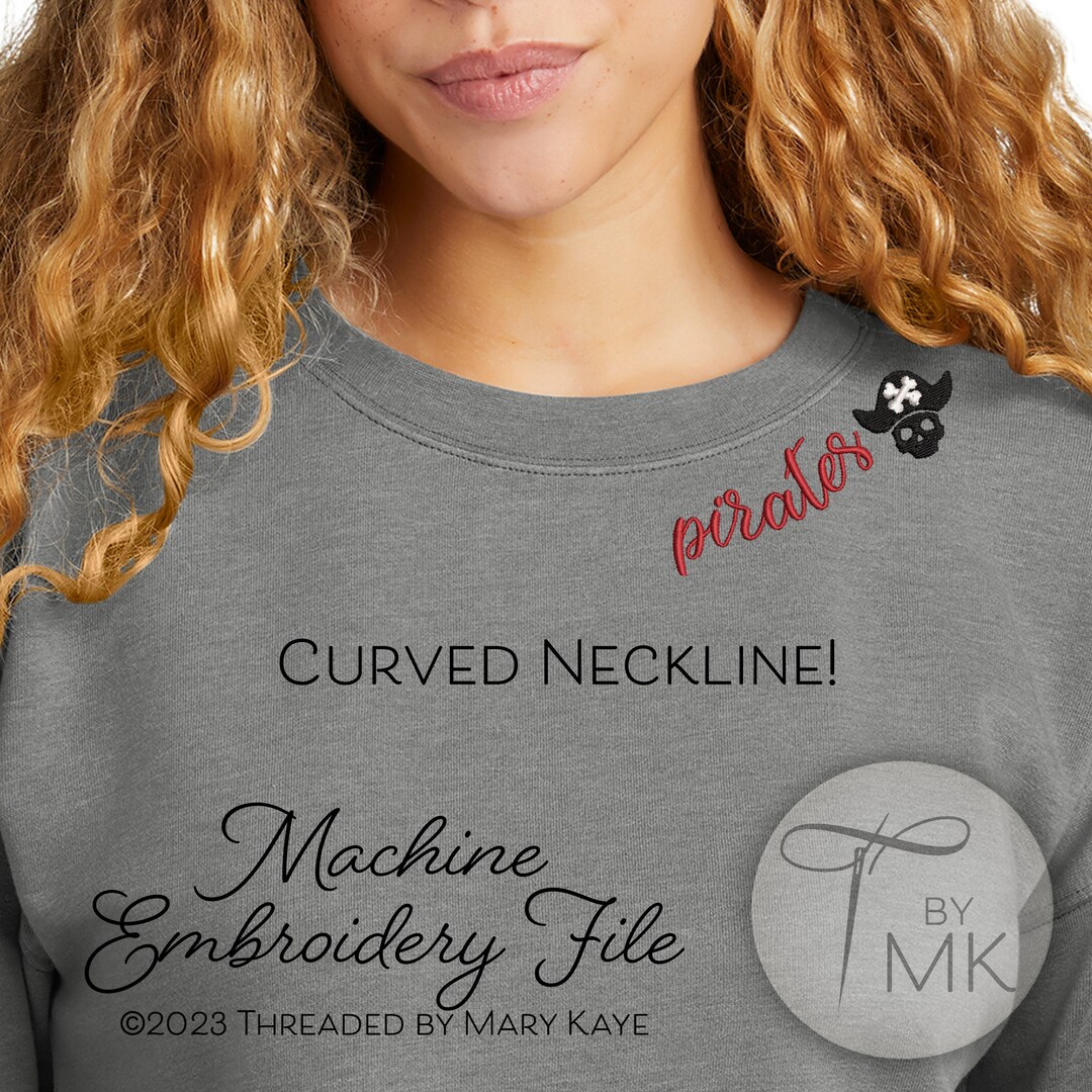 Embroidery Pattern - Pirate - Curved Neckline Text - Curved Words on ...