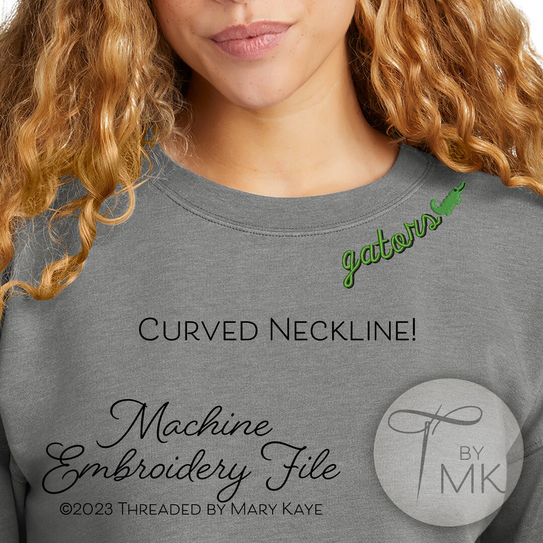 Embroidery Pattern - Gators - Curved Neckline Text - Curved Words on ...