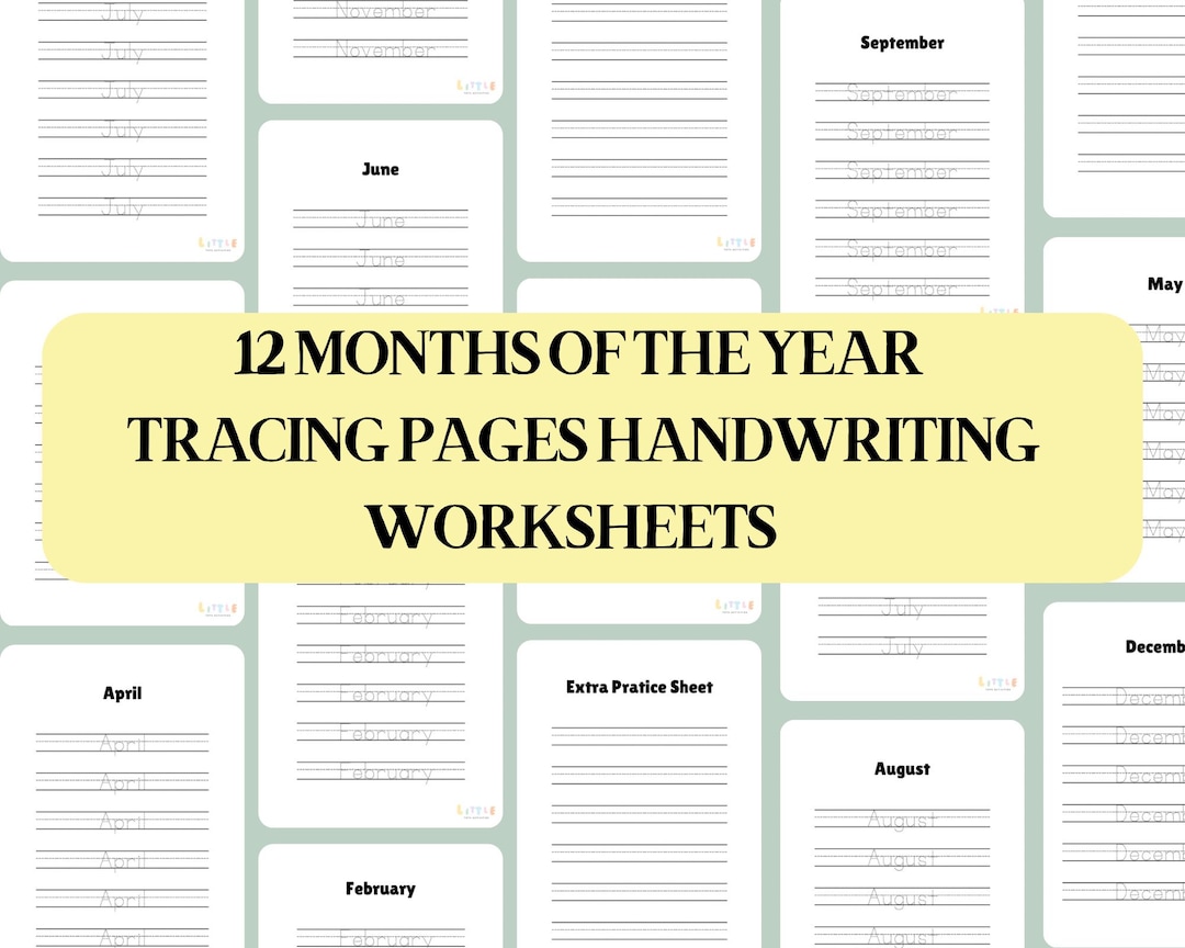 Months of the Year Worksheets Printable Tracing Homeschool Teacher Ki ...