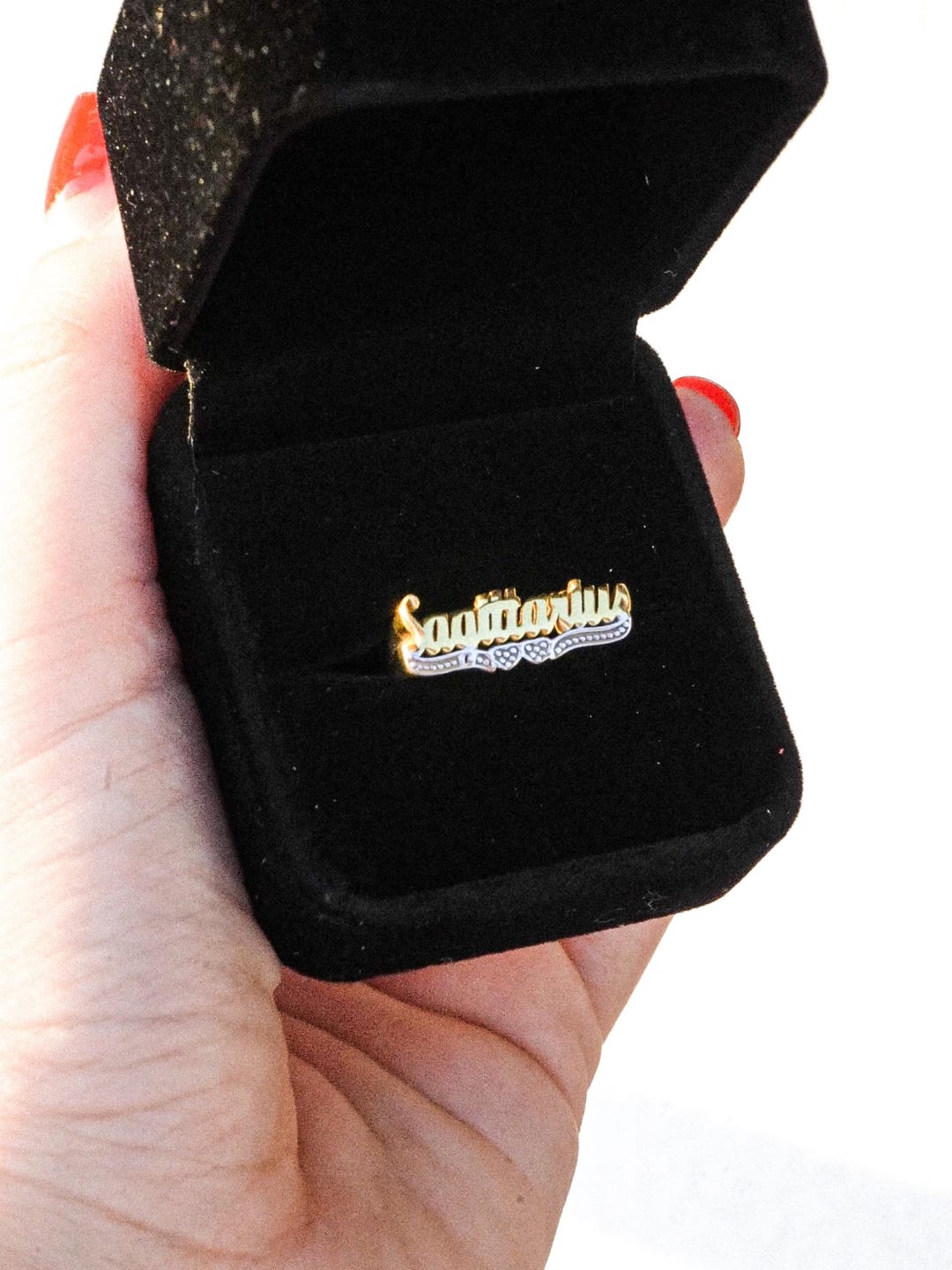 3d Custom Name Ring, Nameplate Signet Ring, Frame Name Ring, Heart Cut ...