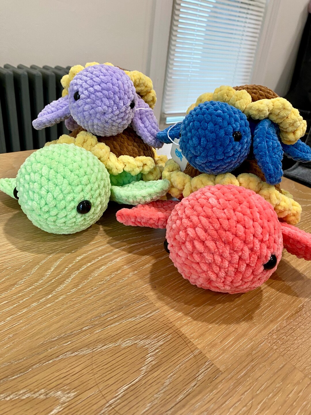 Cute Crochet Sunflower Turtle Plush Stuffed Animal Stuffy Lovey Baby ...