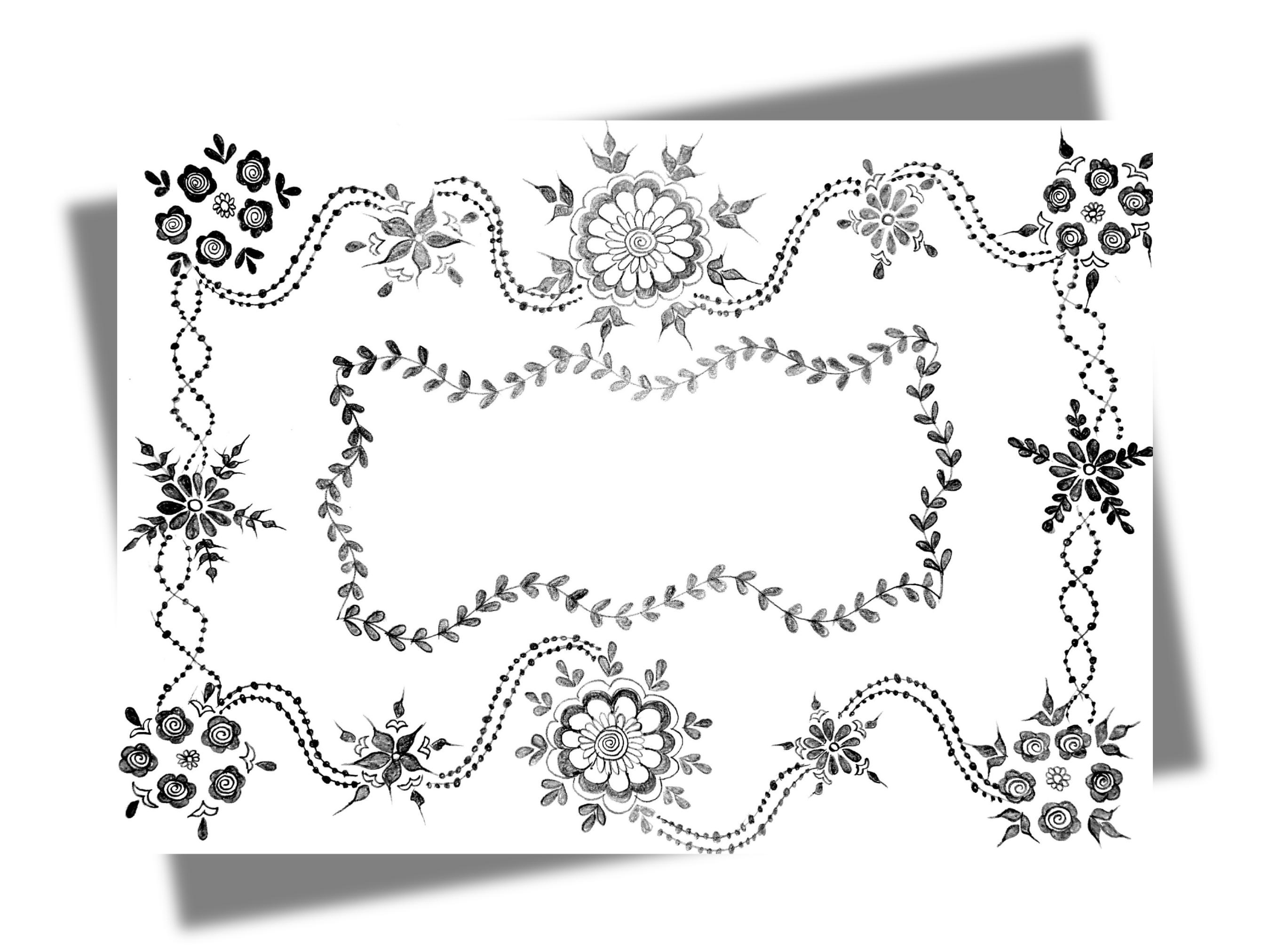 Black & White Color Flowers Digital Paper, Wild Floral Clipart, Boho ...