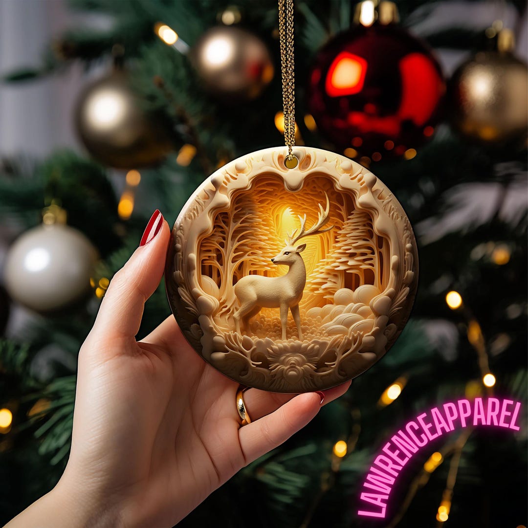 Reindeer Merry Christmas Ornament, Reindeer Ornament, Merry Christmas ...