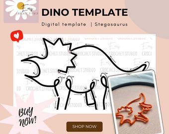 Dinosaurs Knitted Wire Art Template Dino Wire Bending Template for ...