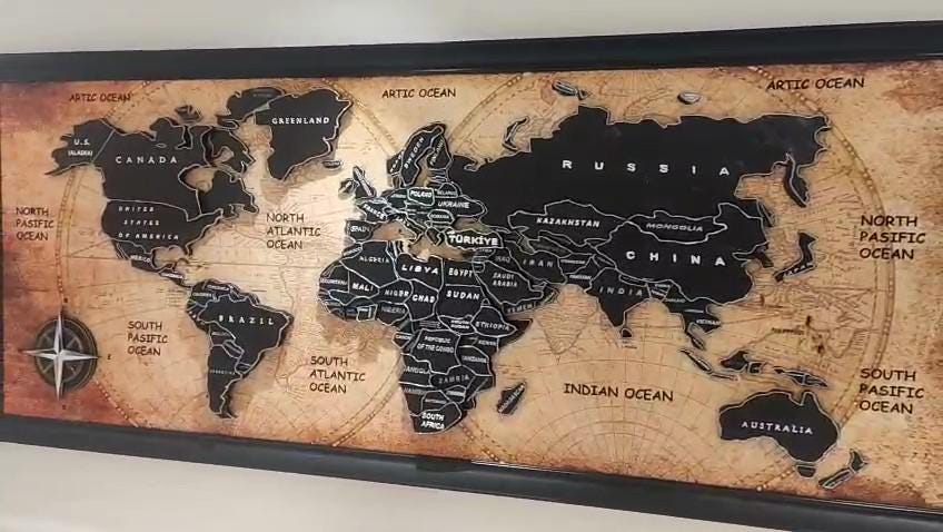 Handmade,3d World Map,luxury Wall Art,relief, Handmade World Map ...
